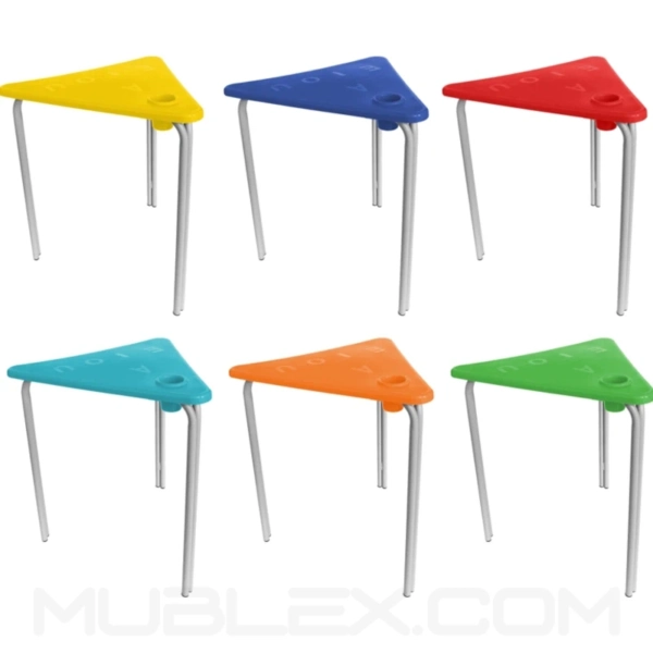 Mesa pupitre triangular para niños superficie plástico - Mublex Colombia